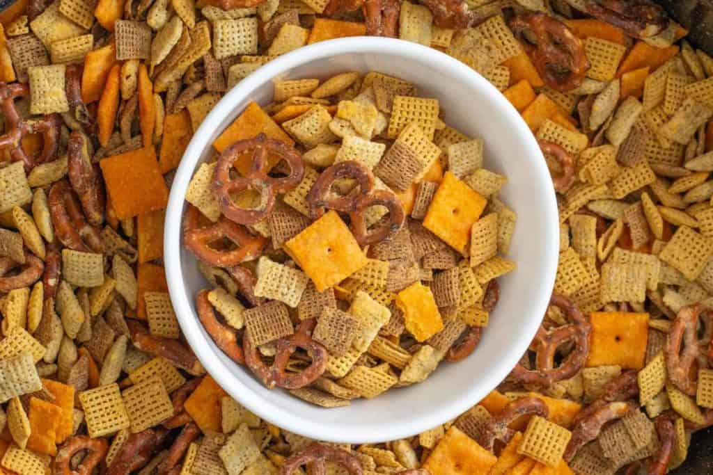 Homemade Cheddar Chex Mix - Happy Snackcidents